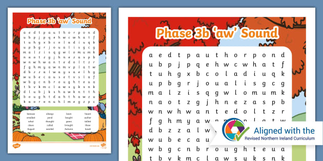 Northern Ireland Linguistic Phonics 3b 'aw' Sound Word Search