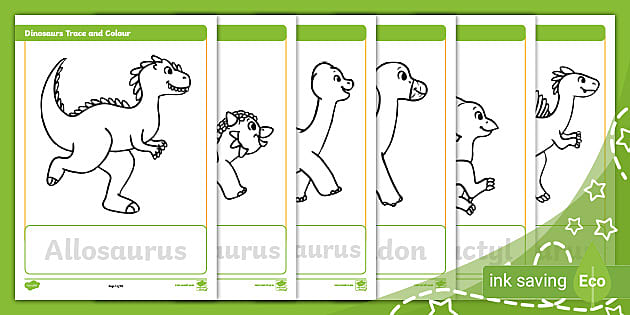 Dinosaur Trace and Colour Activity (teacher made) - Twinkl
