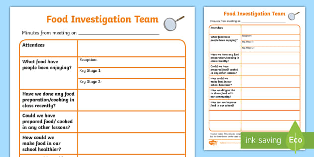 Pupil Voice - School Community - Food Investigation Team - Meeting Minutes