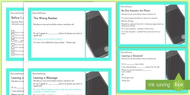 Making a Phone Call Social Scripts (teacher made)