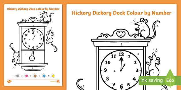 EYFS Hickory Dickory Dock Colour by Number (teacher made)