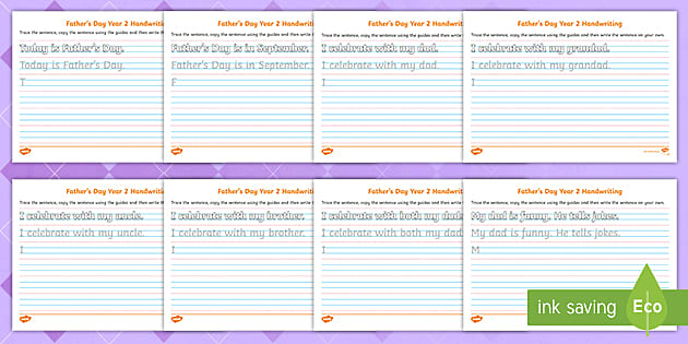 Father's Day Year 2 Handwriting Worksheet (teacher made)