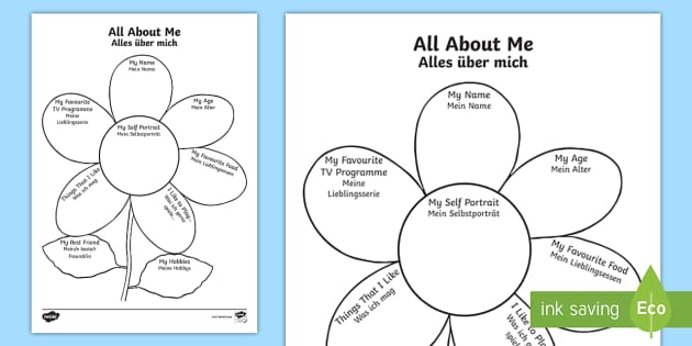 All About Me Flower Writing Template English German Twinkl