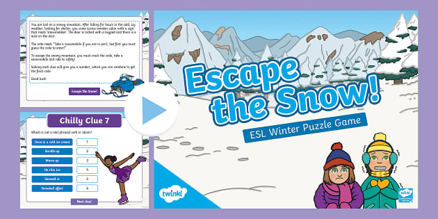 Escape the Snow! ESL Winter Puzzle Game (teacher made)