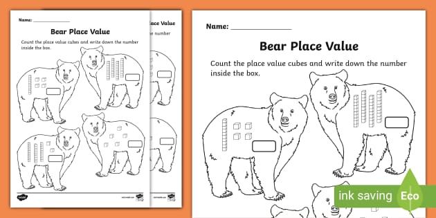 Bear Place Value Activity Sheet (teacher made) - Twinkl