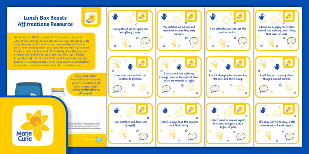 FREE! - Marie Curie: Lunch Box Boosts Affirmations Resource