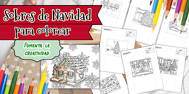 Guía de trabajo: Sobres para colorear - Navidad