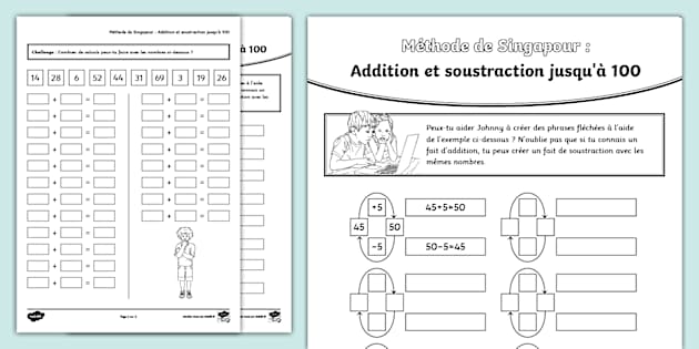 Méthode de Singapour : Addition et soustraction jusqu'à 100