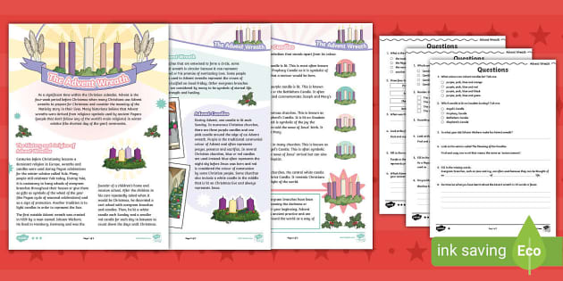 UKS2 Advent Wreath Differentiated Comprehension Activity