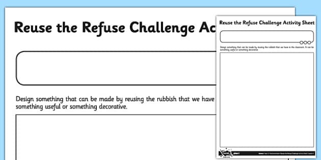 Reuse the Refuse Challenge Worksheet (Hecho por educadores)