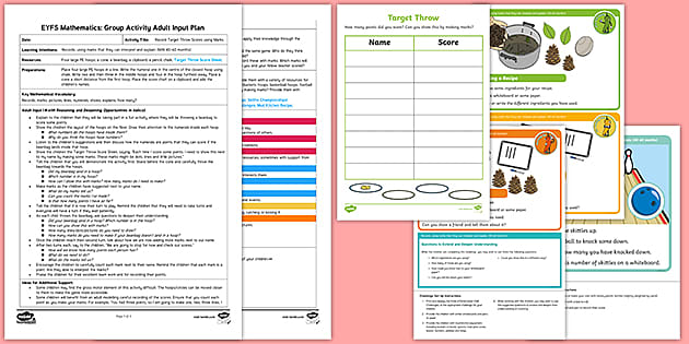 EYFS Maths: Records Target Throw Scores Using Marks Group Activity ...