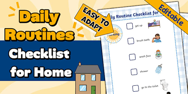 Daily Routine Checklist for Home | Editable Checklists