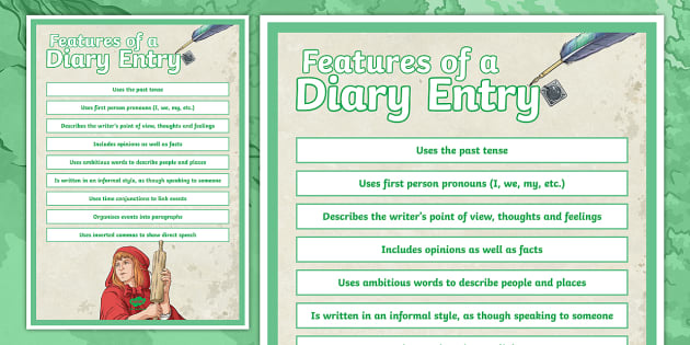 Features Of A Diary Entry Display Poster teacher Made 