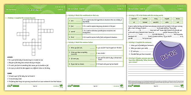 ESL Curriculum Level 13 Lesson 3 Activity Sheet