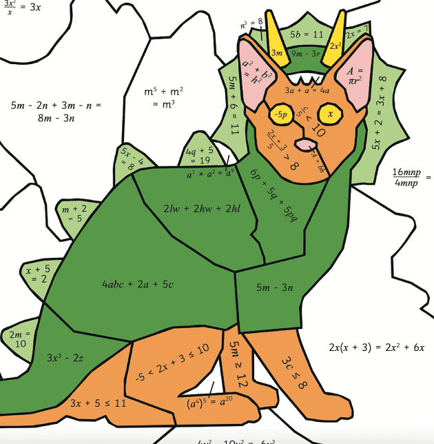 Algebraic Vocabulary Colour by Number | KS3 Maths