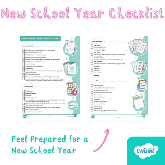 New School Year Checklist - Twinkl
