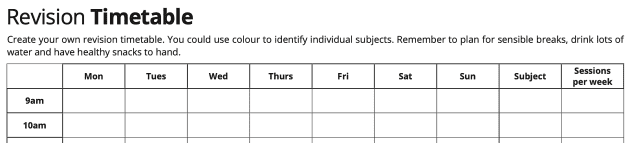 FREE! - GCSE Revision Timetable Template - Secondary Education