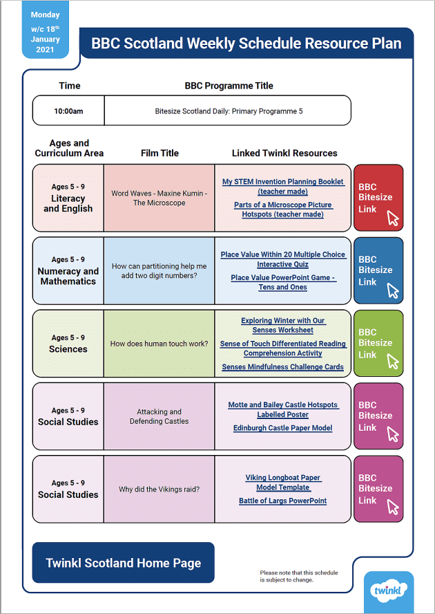 How to use the BBC Bitesize Scotland Schedule to support Home Learning