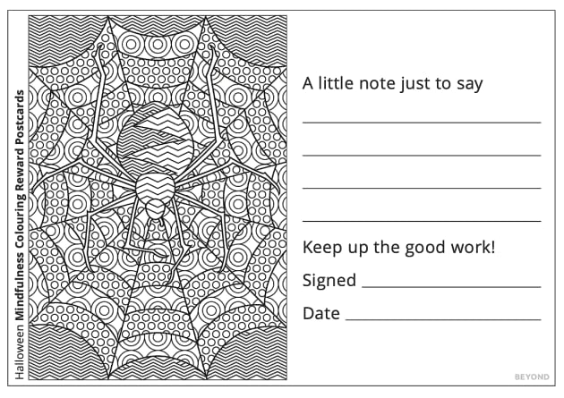 Halloween Mindfulness Colouring Reward Postcards | Events