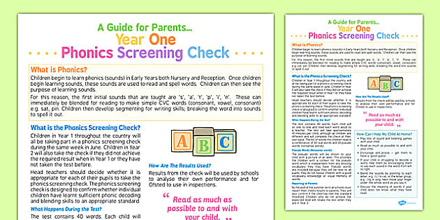 What Is the Year 1 Phonics Screening Check? A Guide for Parents