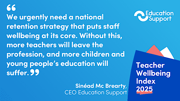 Teacher wellbeing at lowest level since 2019, Education Support confirms