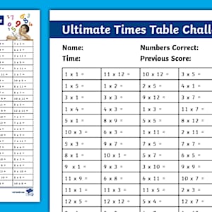 Ultimate Times Table Sheet