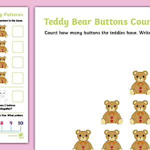 👉 Teddy Bear Counting Patterns Activity Sheet - Counting in 2s