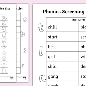 Year 2 Phonics Screening Test Practice List: Worksheet