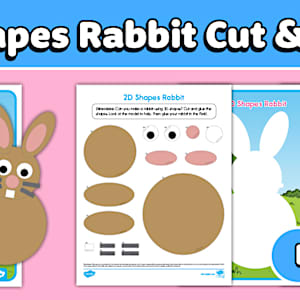 * NEW * 2D Shapes Rabbit Cut and Paste Activity