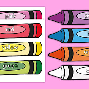 Color Words on Crayons Cutouts