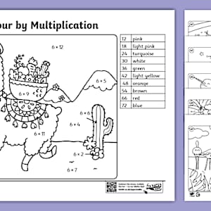 Times Tables Colour by Number Worksheets
