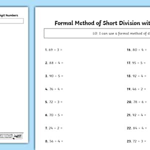 Bus Stop Method Long Division Worksheet