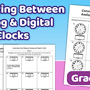 Converting Time Between Analog and Digital Clocks Worksheet