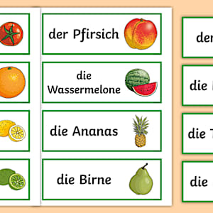 Fruit Word Cards German