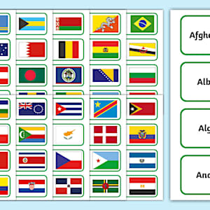 Countries and Flags of the World Flashcards