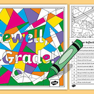 Fourth Grade End of Year Reflection Coloring Sheet - Twinkl