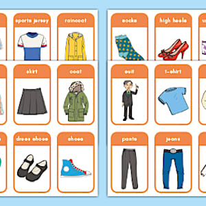 Clothes Flash Cards