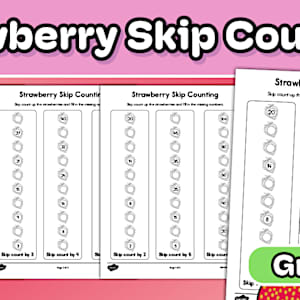 Strawberry Skip Counting Worksheets for 1st-2nd Grade