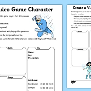 Create a Video Game Character Worksheet / Worksheet
