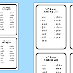 ‘ai’ Sound Words List - Phonics Spelling List - Twinkl