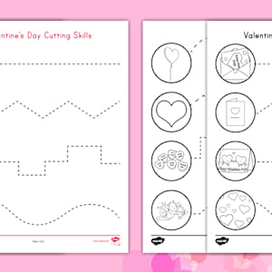 Valentine Cutting Practice Worksheet Sheets | Twinkl USA