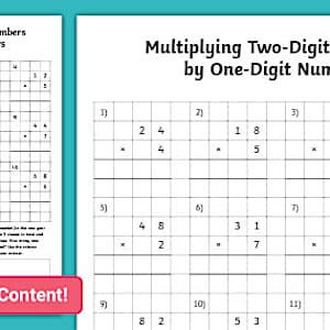 2 Digit by 1 Digit Multiplication Sheets | Math Resource