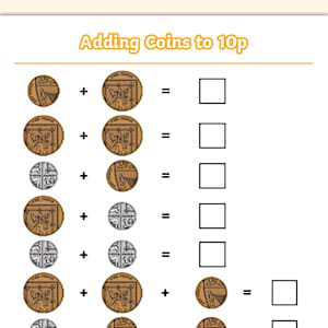 👉 Adding Coins to 10p Worksheet - Maths - KS1 - Twinkl