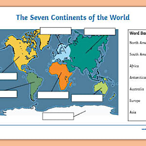 The Seven Continents Labelling Activity Worksheet