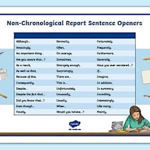 KS2 Non-Chronological Report Sentence Openers Word Mat