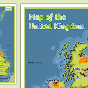 A Printable Large Map of England and the UK with Cities