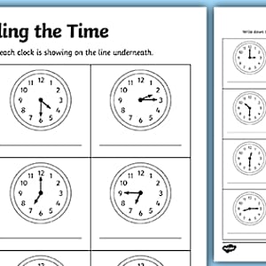 O'clock, Half Past, Quarter Past and Quarter To Worksheet