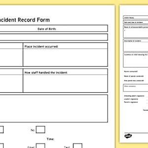 Incident Form EYFS | Twinkl | Early Years