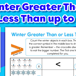 Winter Greater Than or Less Than up to 20 Worksheet