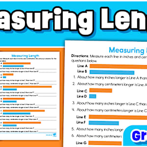 Measuring Length Worksheet: Inches and Centimeters for 1st-2nd Grade